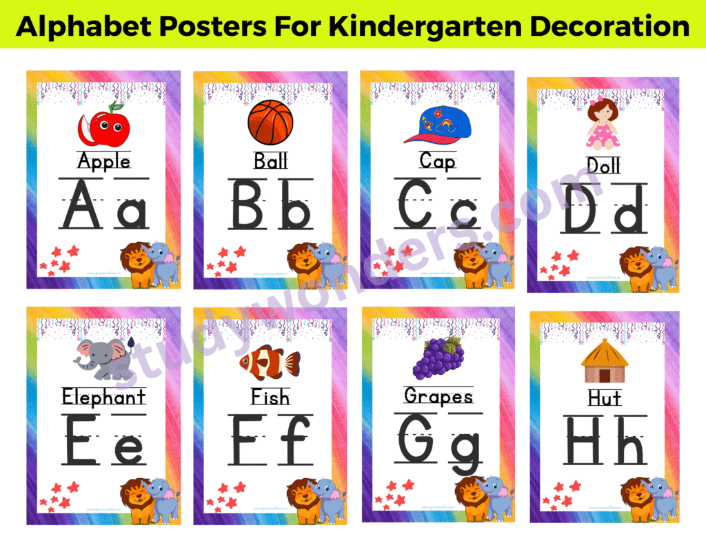 Colorful Alphabet Poster for Classroom Printable - studywonders.com